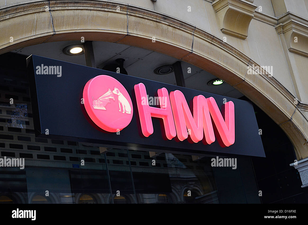 HMV fron sign Stock Photo - Alamy