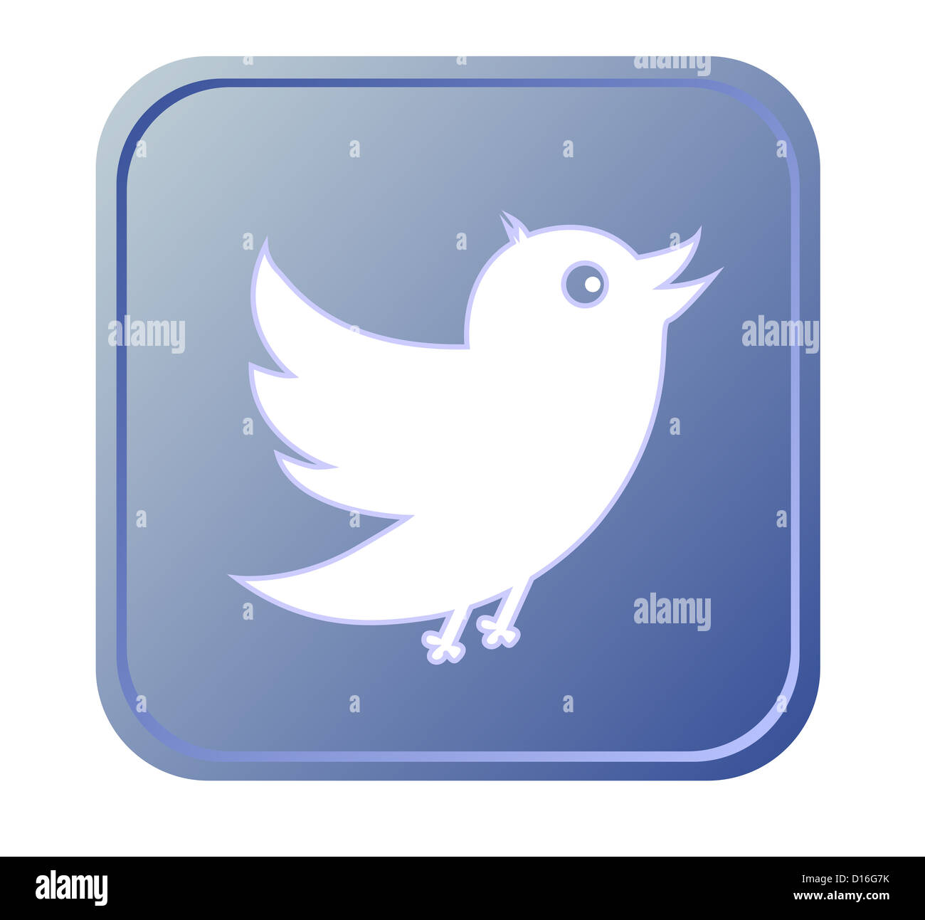 Blue button with bird icon Stock Photo - Alamy