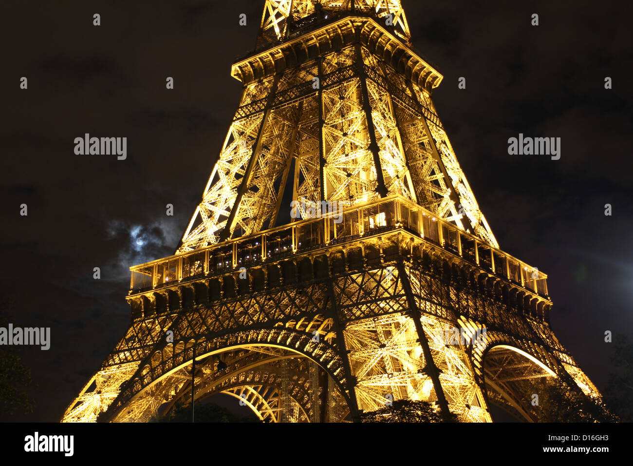 Exceptionally unique luminous Eiffel Tower at night, radiating light ...