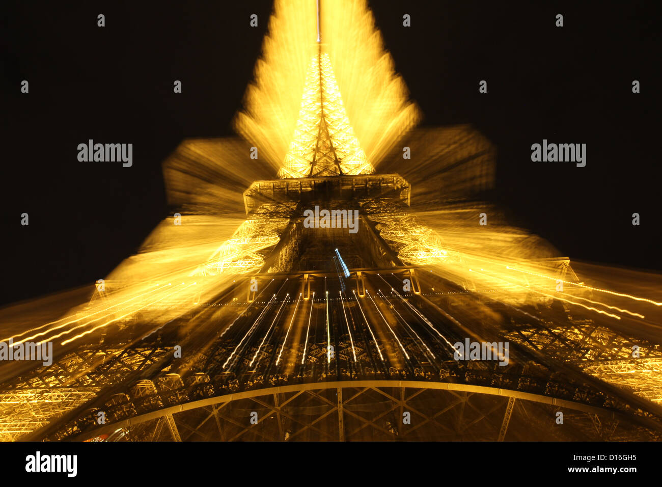 Exceptionally unique luminous Eiffel Tower at night, radiating light ...