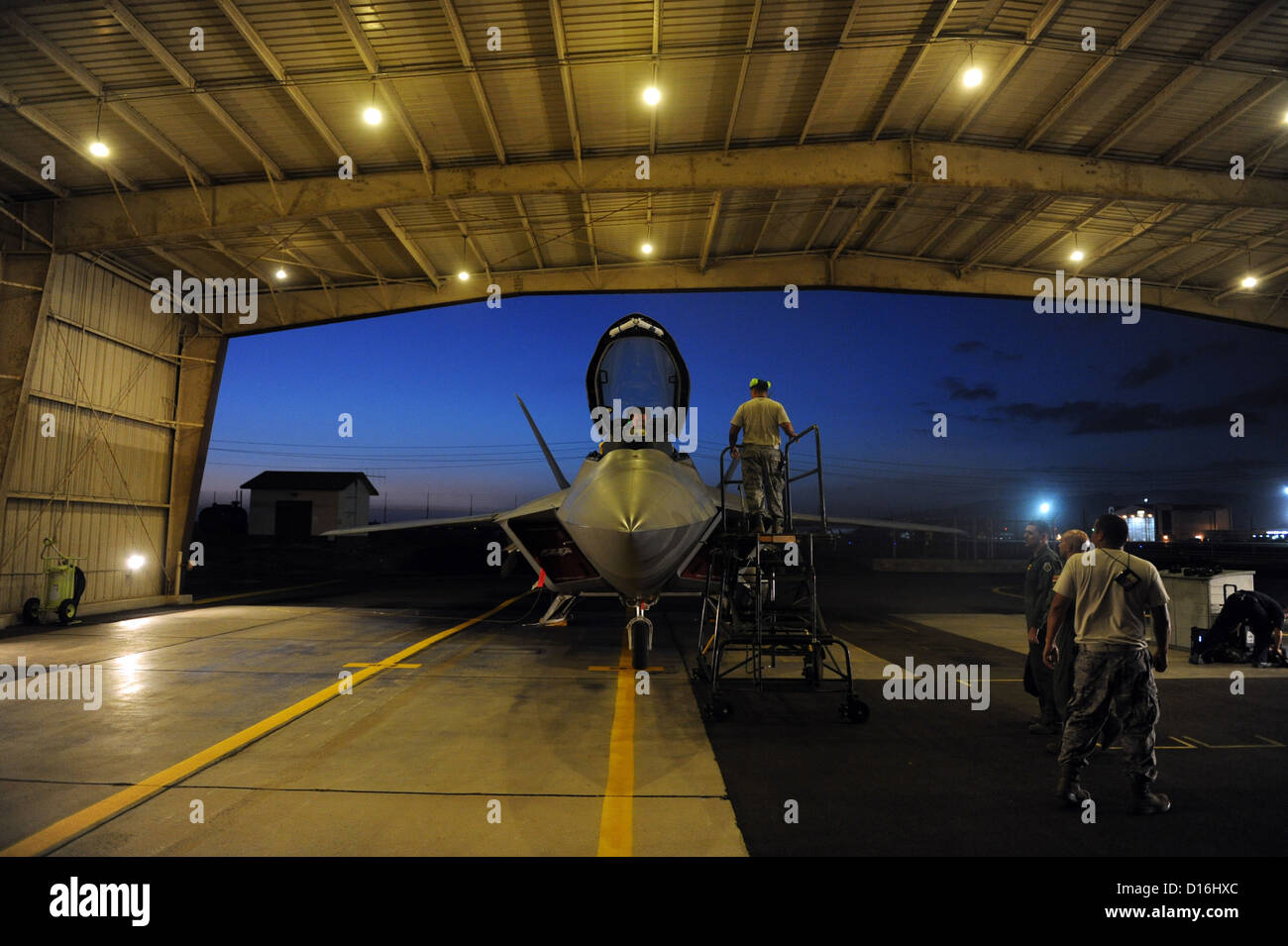 An F-22 Raptor taxis to the Alert Pad at Joint Base Pearl Harbor-Hickam ...
