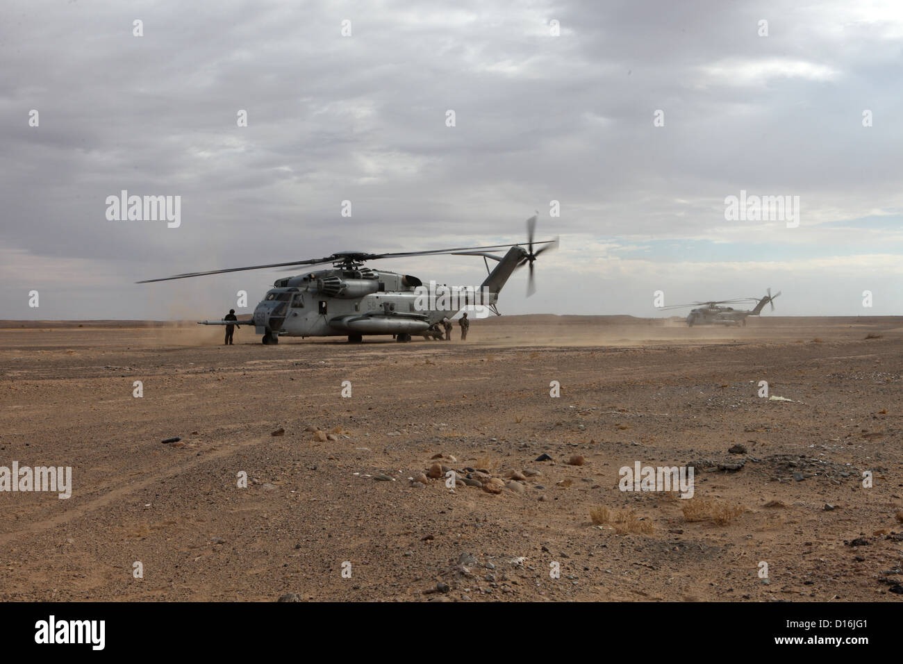 U.S. Marine Corps CH-53E Super Stallions prepare for takeoff at Camp ...