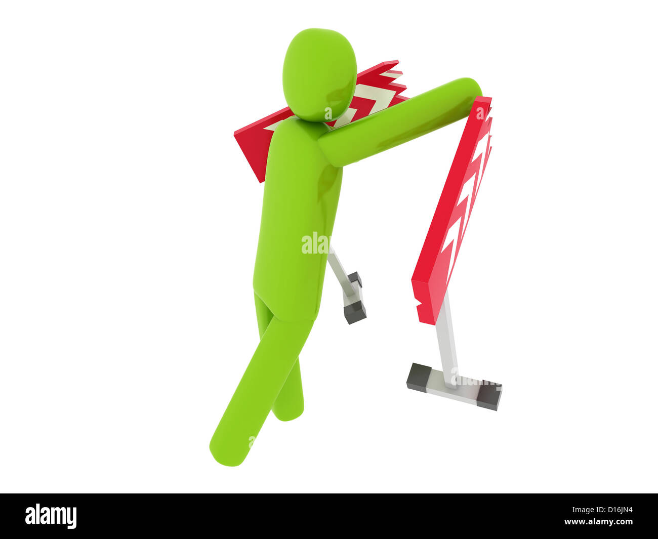 Green man breaking the barriers - Social Themes Stock Photo - Alamy