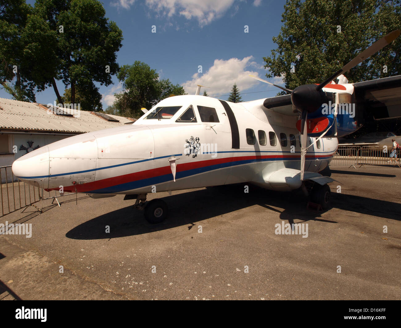The Let L-410 Turbolet is a twin-engine aircraft on display at the ...