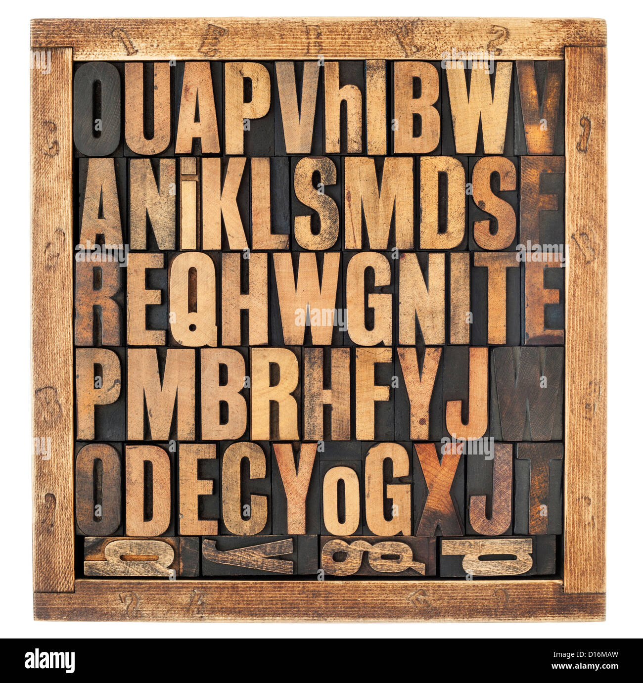 random letters of alphabet - vintage letterpress wood type blocks in ...