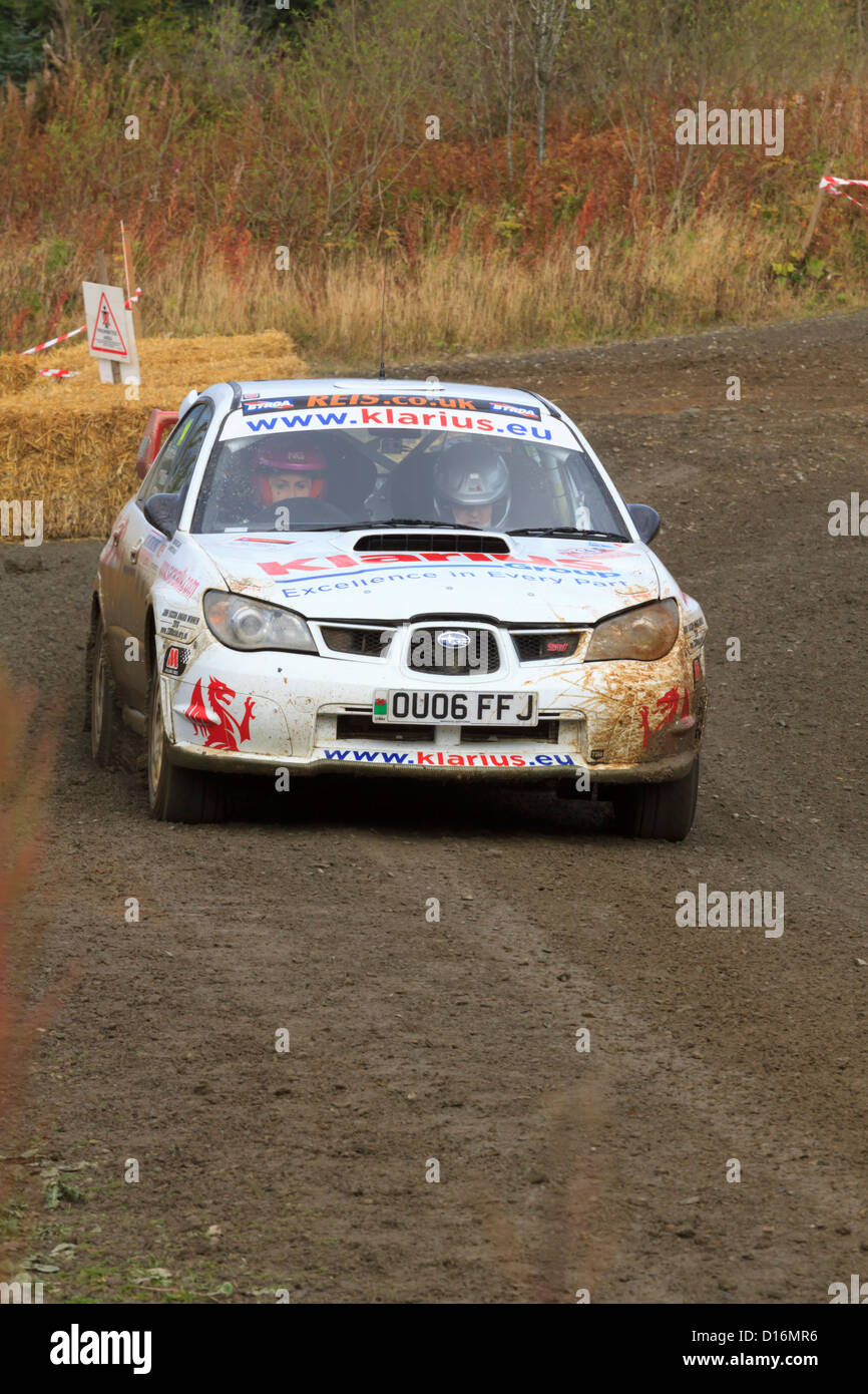 A rally car on the Clocaenog stage During the Cambrian Rally 2012 Stock ...