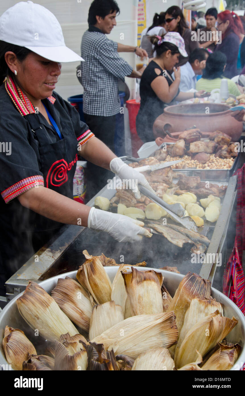 Food fair in Lima. Traditional peruvian kitchen. Peru Stock Photo - Alamy