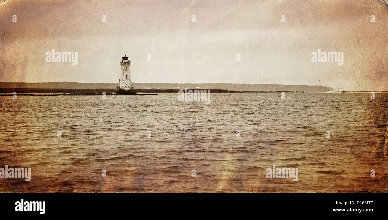 Old style photo of lighthouse Stock Photo - Alamy