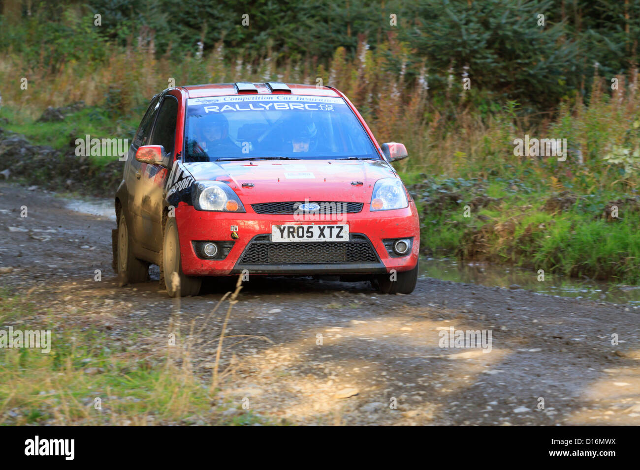A rally car on the Clocaenog stage During the Cambrian Rally 2012 Stock ...