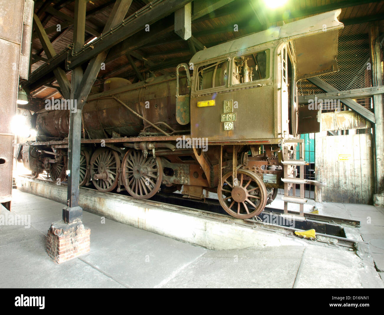 Steam locomotive and railcar of the museum railway hi-res stock ...