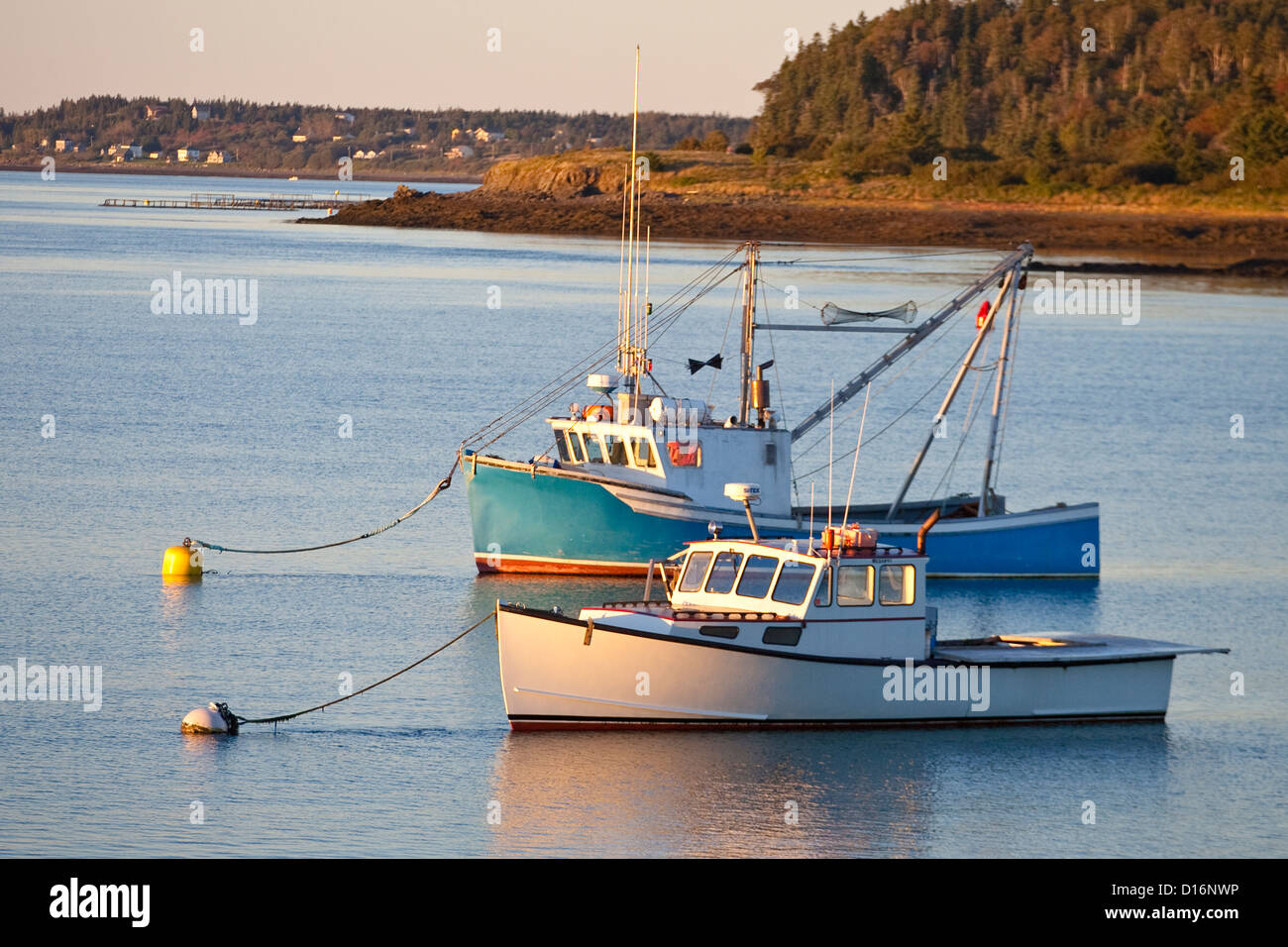 Two fishing boats moored in Lubec Maine's harbor Stock Photo - Alamy