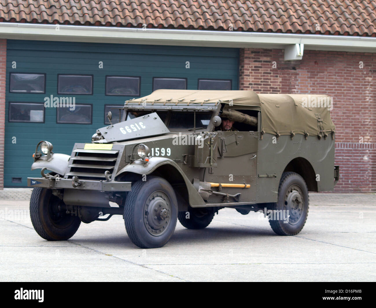 The White M3 Scout Car, a military vehicle used during World War II, is ...