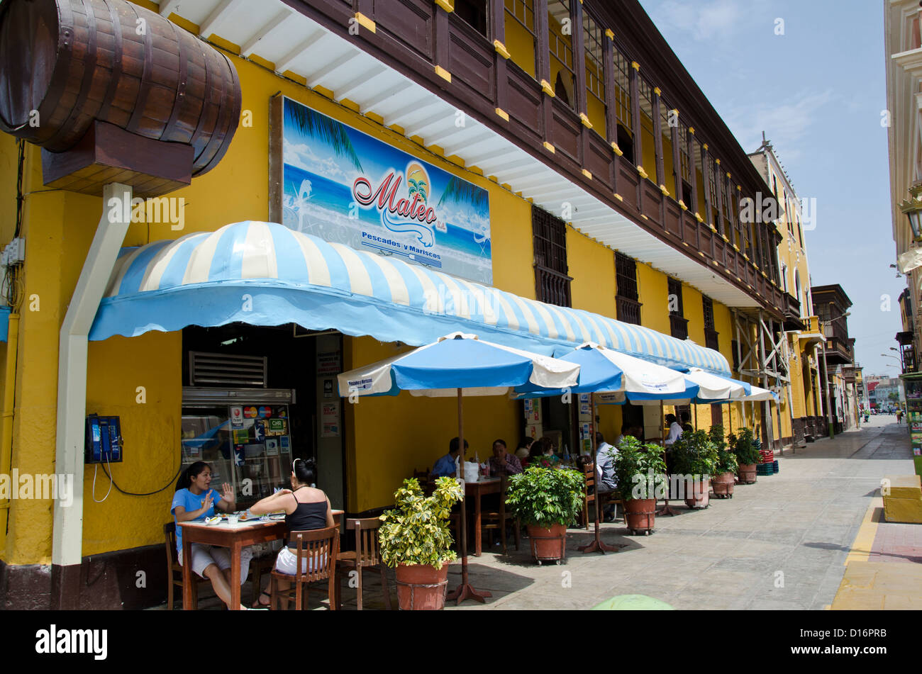 Lima city. Colonial buildings in the Callao district. Peru Stock Photo ...