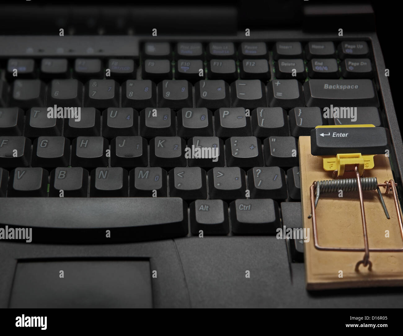 on the computer keyboard we see a mousetrap. Bad luck to those who will ...