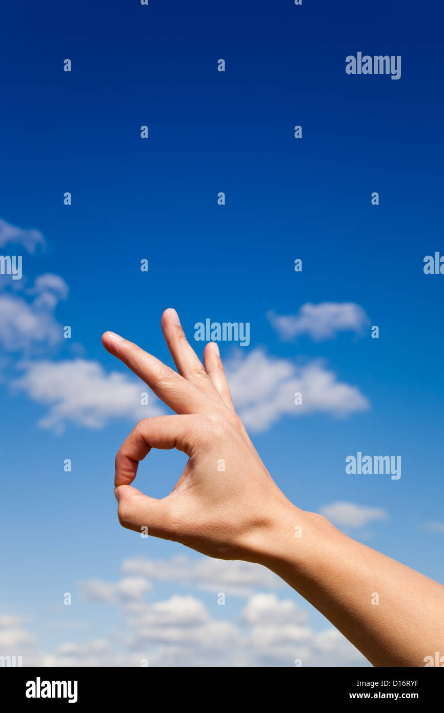 Three finger hand gesture sign hi-res stock photography and images - Alamy