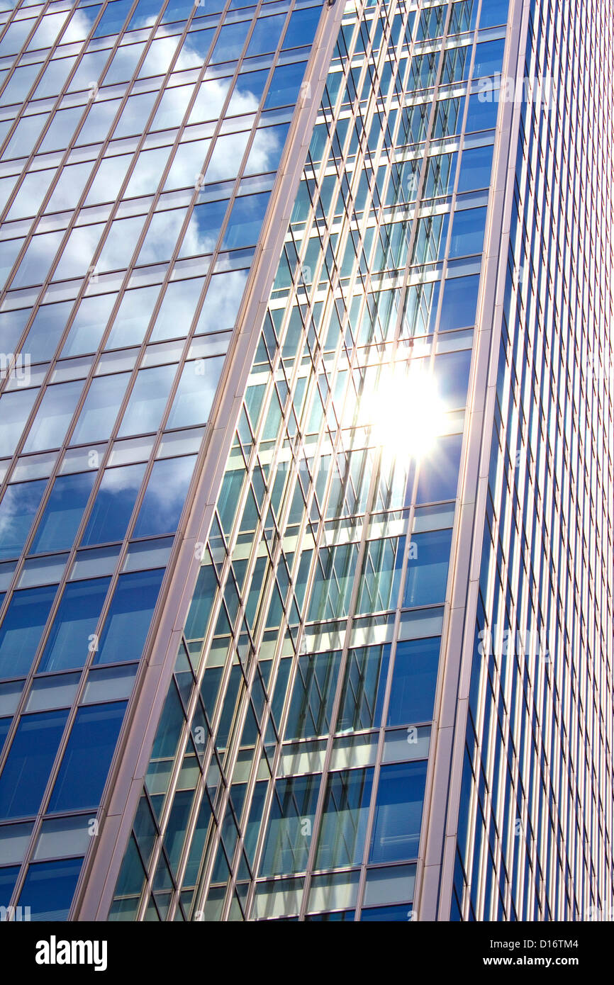 Sun reflecting on office building windows Stock Photo - Alamy