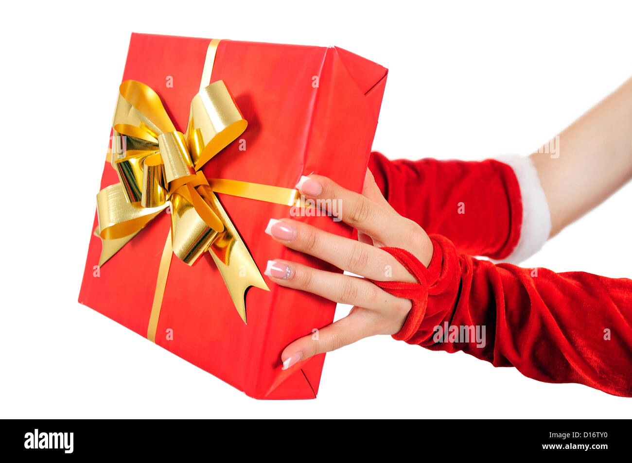 Hand giving a gift box Stock Photo - Alamy
