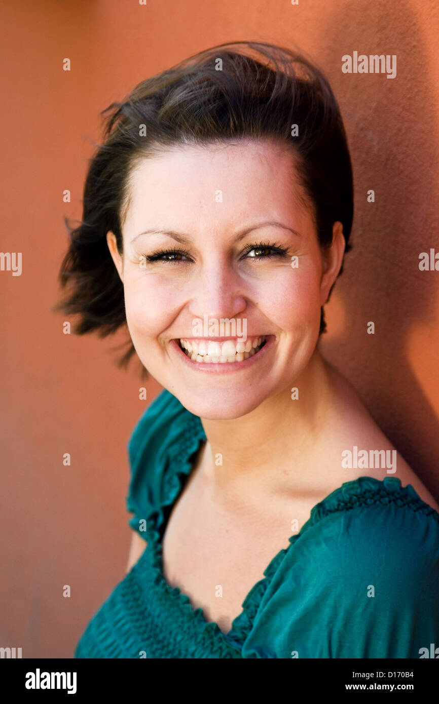 Berlin, Germany, laughing young woman with windswept hair Stock Photo ...