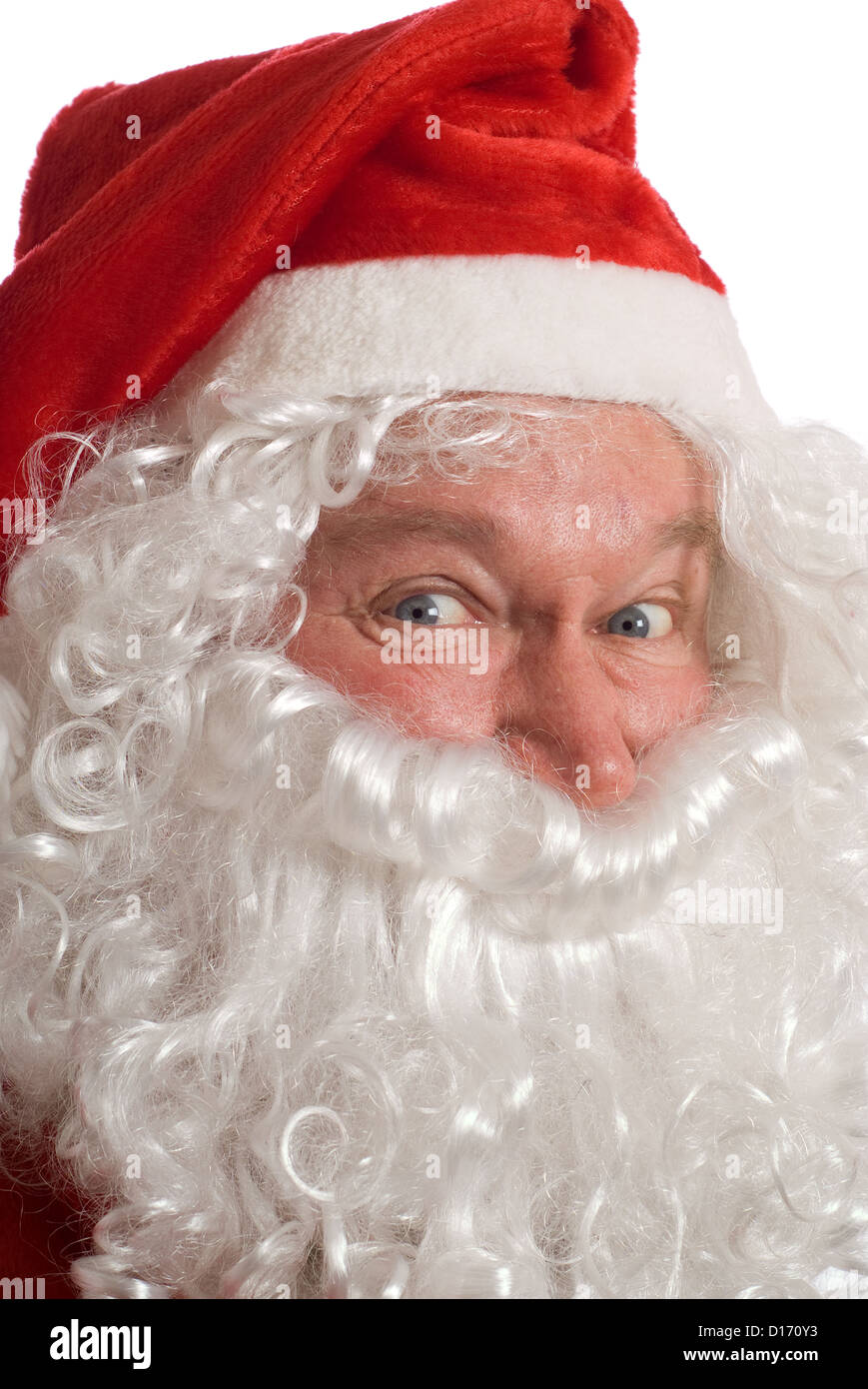 Father Christmas portrait with jolly look in his eyes Stock Photo - Alamy