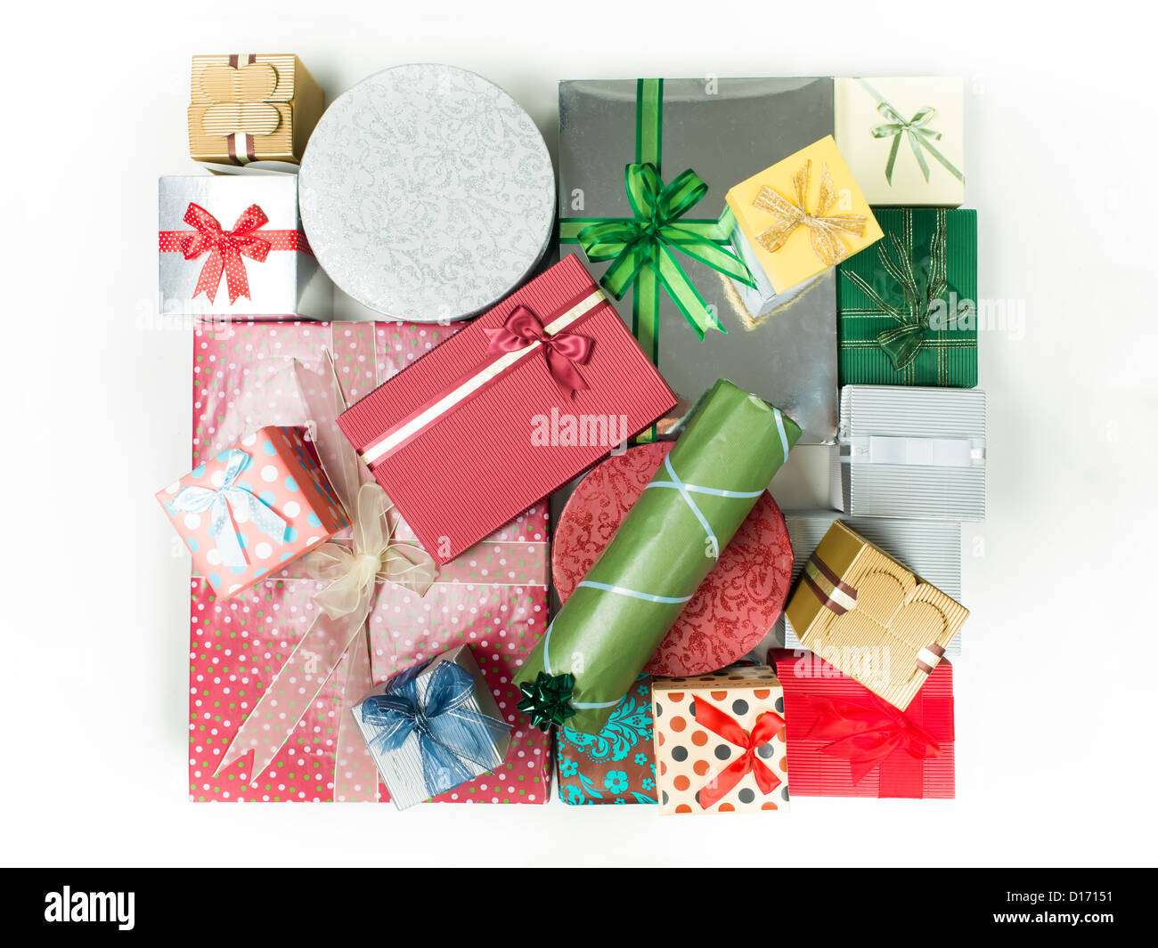 Pile of wrapped presents on white hi-res stock photography and images ...