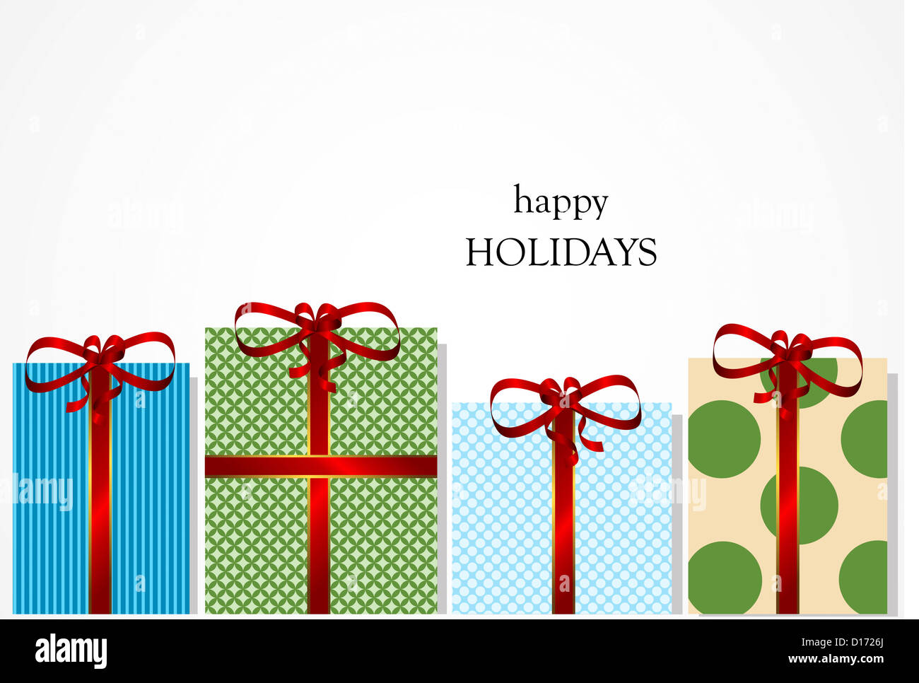 Vector illustration of a card with presents Stock Photo - Alamy