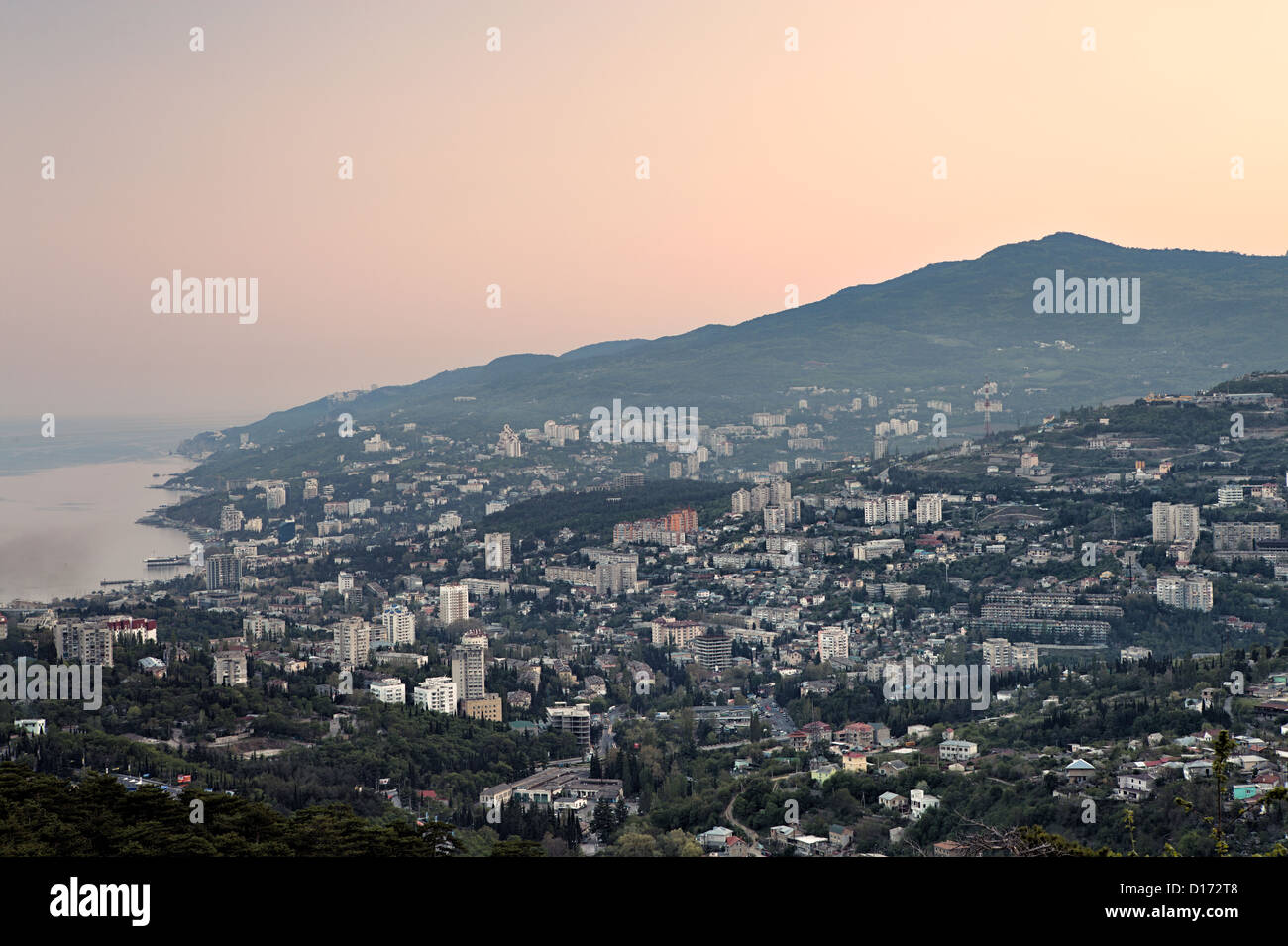 Panoramic view of Yalta at sunset. Crimea, Ukraine Stock Photo - Alamy