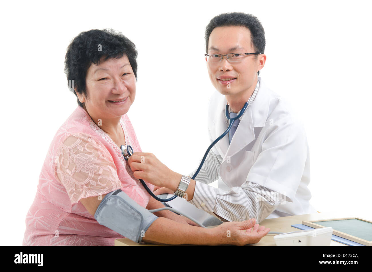 asian senior female medical checkup with doctor heart beat monitoring ...