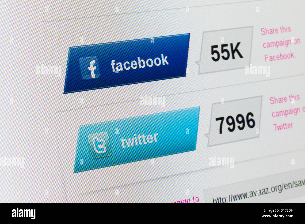 Screenshot of the twitter and facebook tabs Stock Photo - Alamy