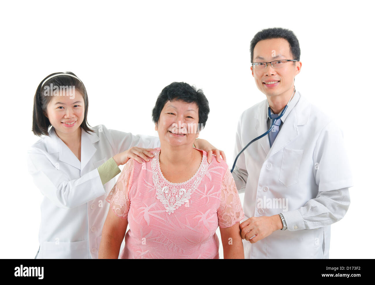 asian senior female medical massaga checkup with doctor ,south east ...