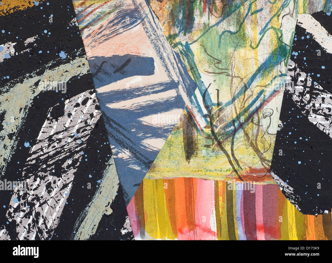 Hand Painted Paper Collage as Design Element Created by the ...