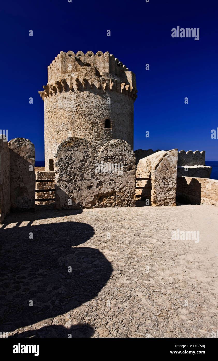 ITALY, Calabria, Ionian sea coast, Capo Rizzuto, Aragonese Castle Stock ...