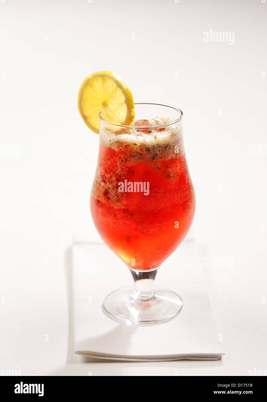 A strawberry mojito garnished with mint and lemon is a typical mocktail ...