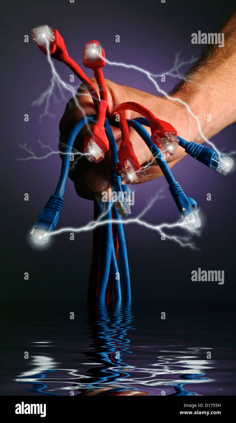 Computer wires, internet connections Stock Photo - Alamy