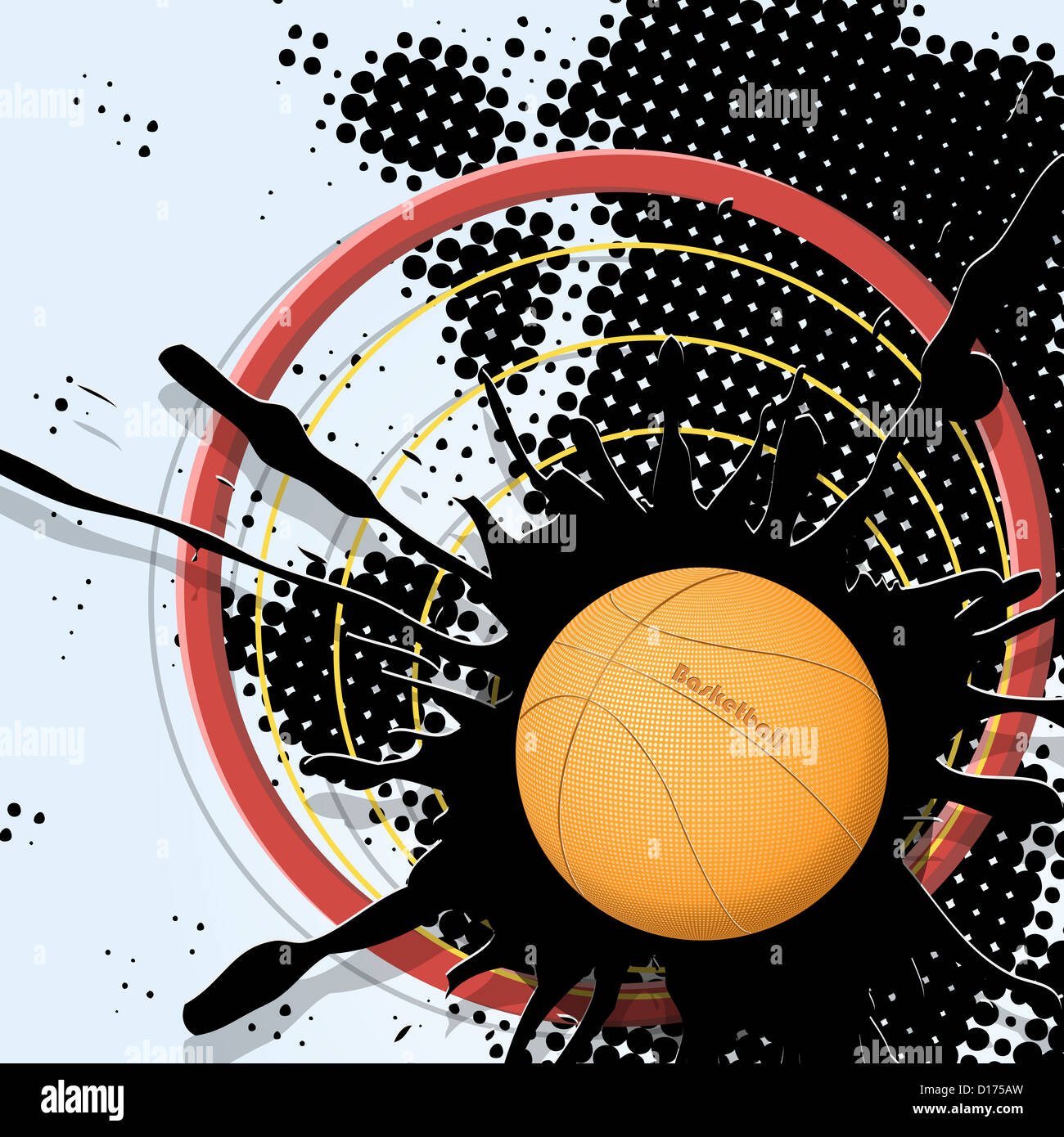 abstract illustration, basketball ball on dark background Stock Photo ...