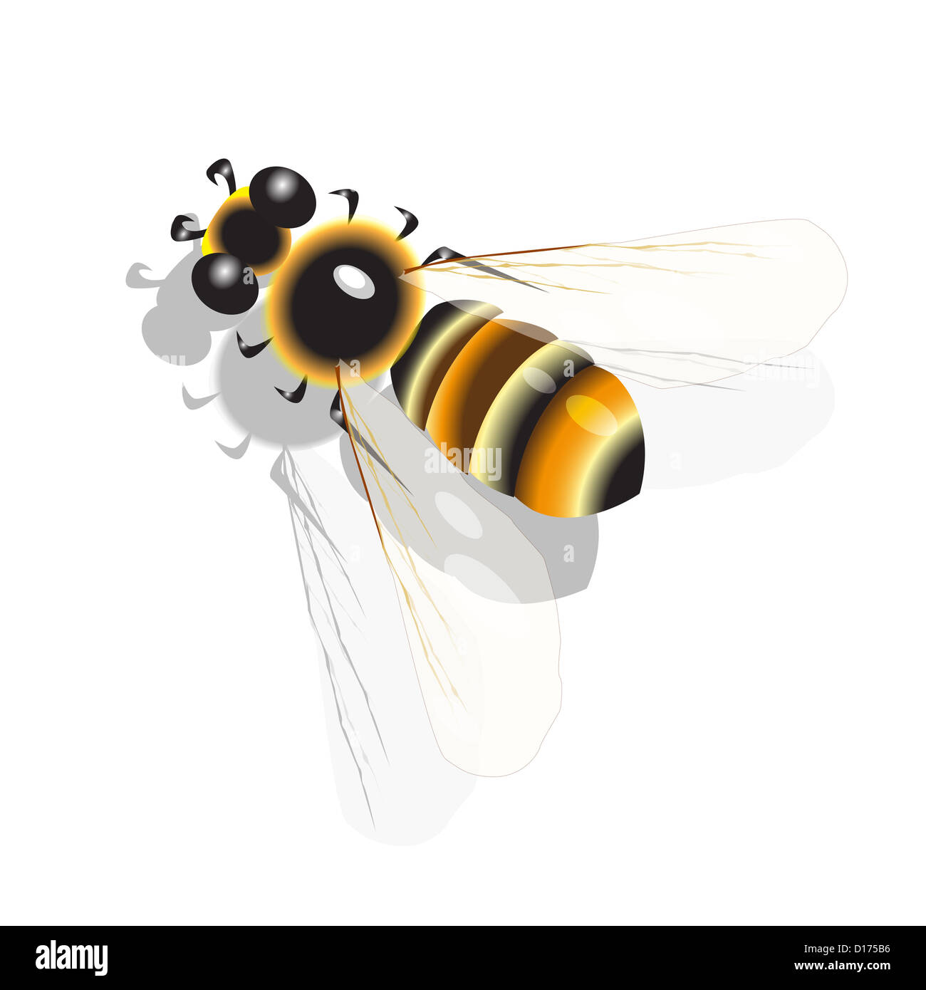 illustration, yellow striped bee on white background Stock Photo - Alamy