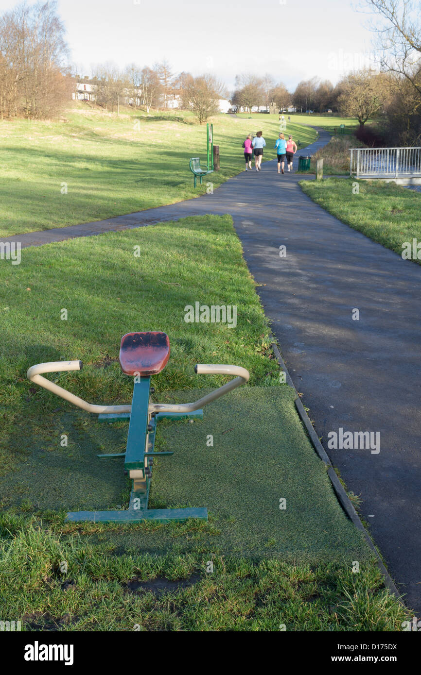 Outdoor rowing machine, one of several free-to-use public exercise ...