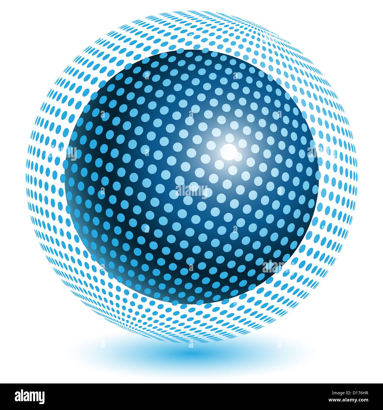 illustration, abstract form blue ball on white background Stock Photo ...