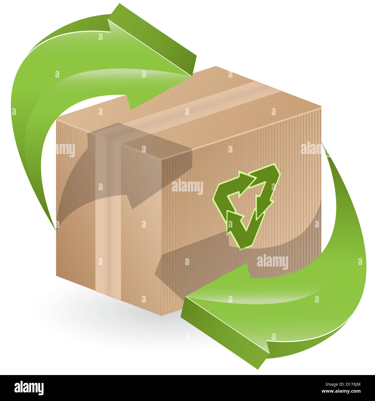 illustration, three green arrows on close box Stock Photo - Alamy