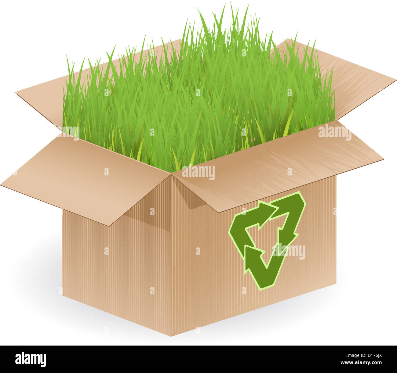 illustration three green arrows on open box Stock Photo - Alamy