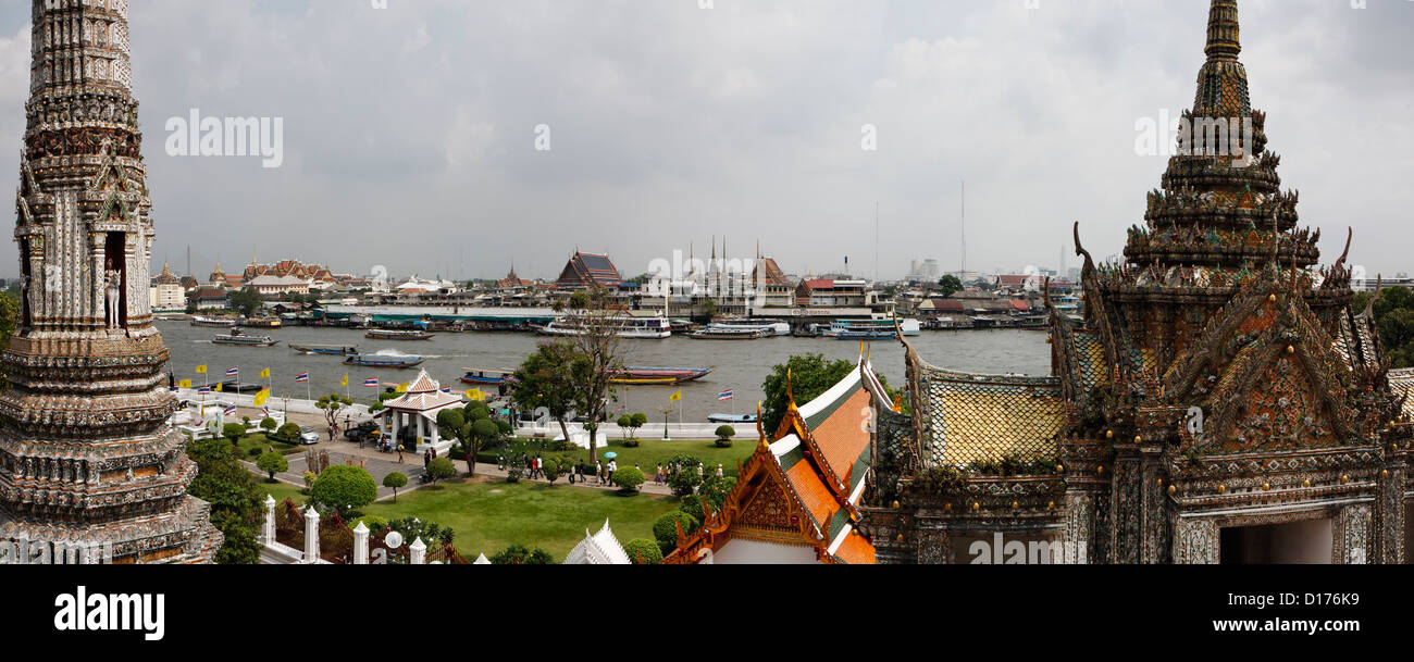Thailand, Bangkok, panoramic view of the Chao Praya river and the ...