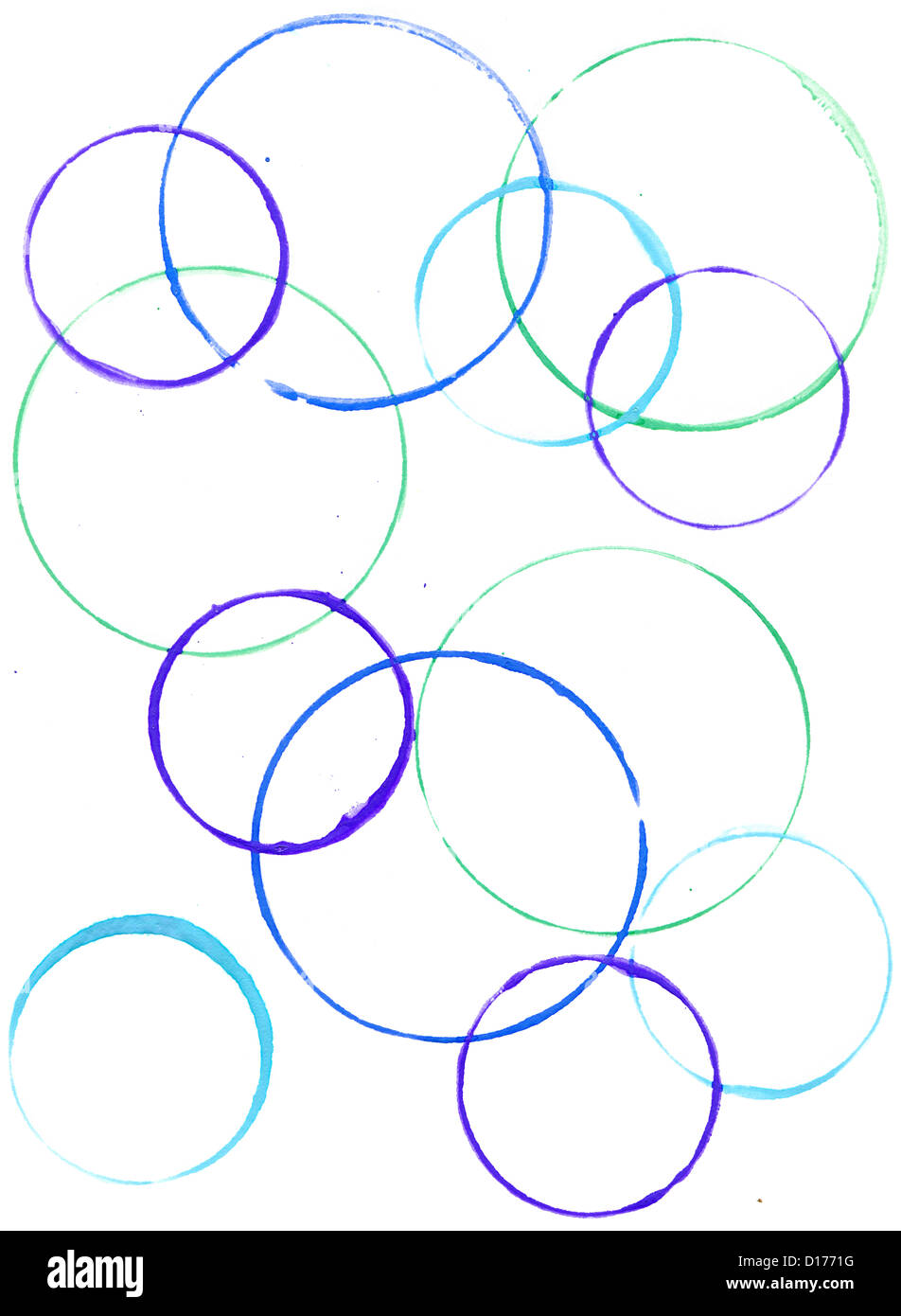 Colored circles made with paint on a white background Stock Photo - Alamy