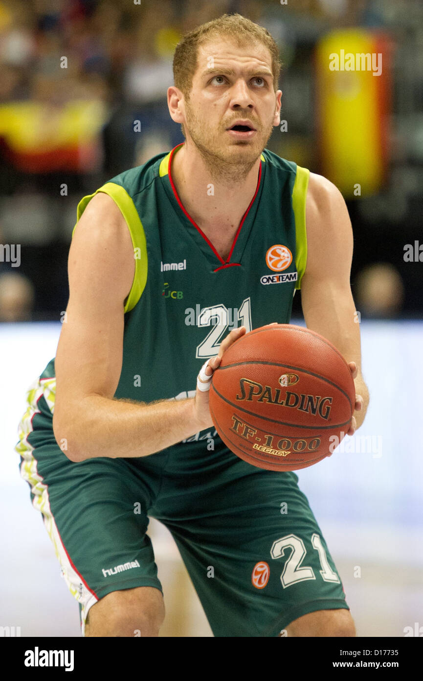 Malaga's Luka Zoric takes a free throw during the Euroleague basketball ...