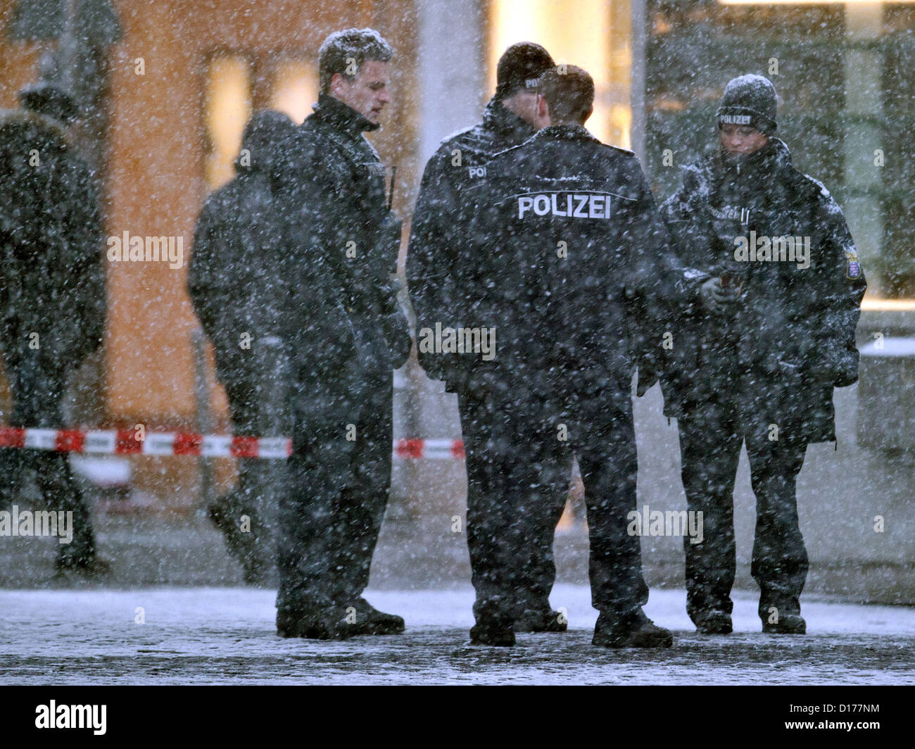 Police officers stand at Rossmarkt in Frankfurt Main, Germany, 07 ...