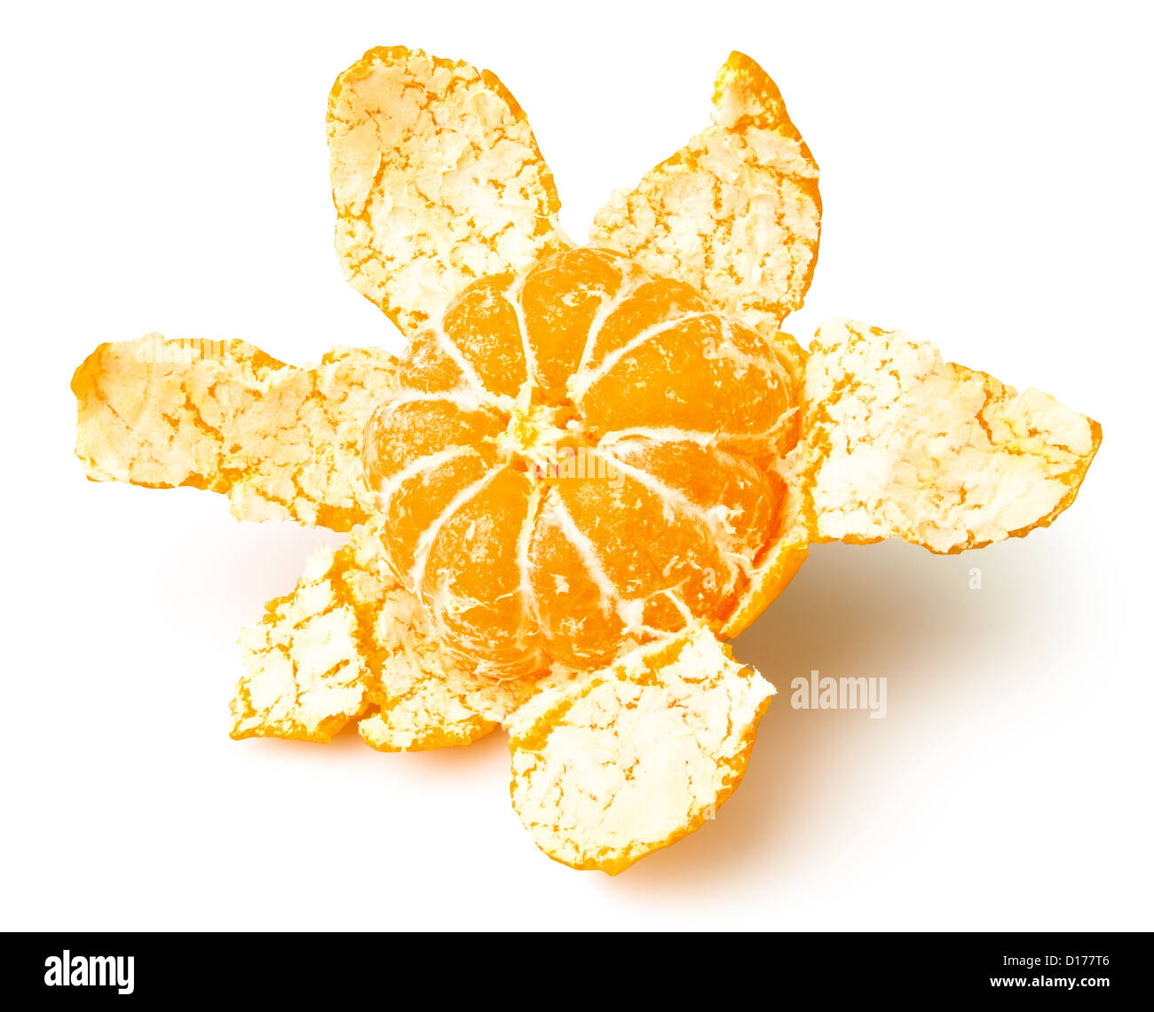 tangerine peeled open on white background Stock Photo - Alamy