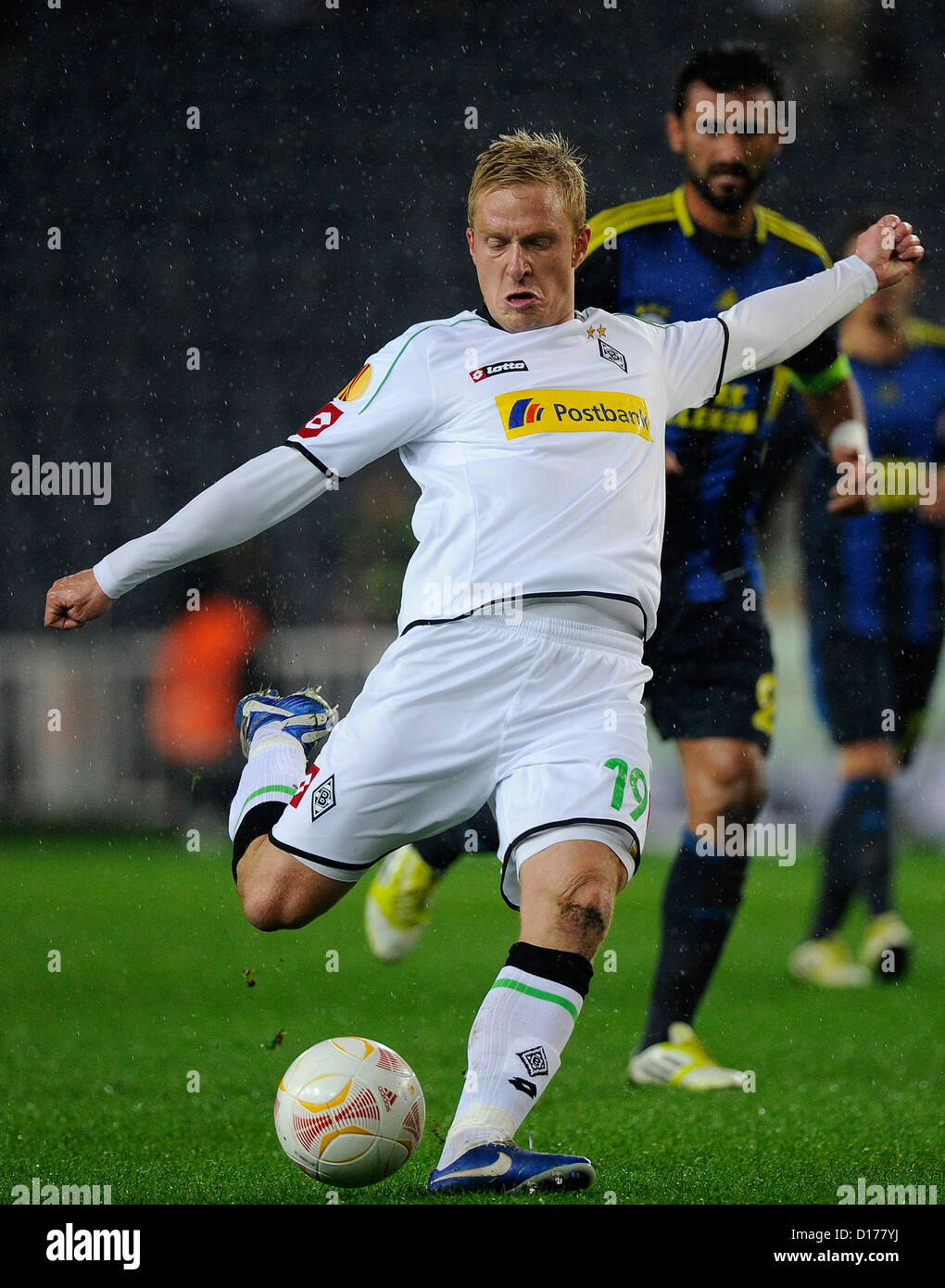 Mike Hanke of Moenchengladbach controls the ball during the UEFA Europa ...