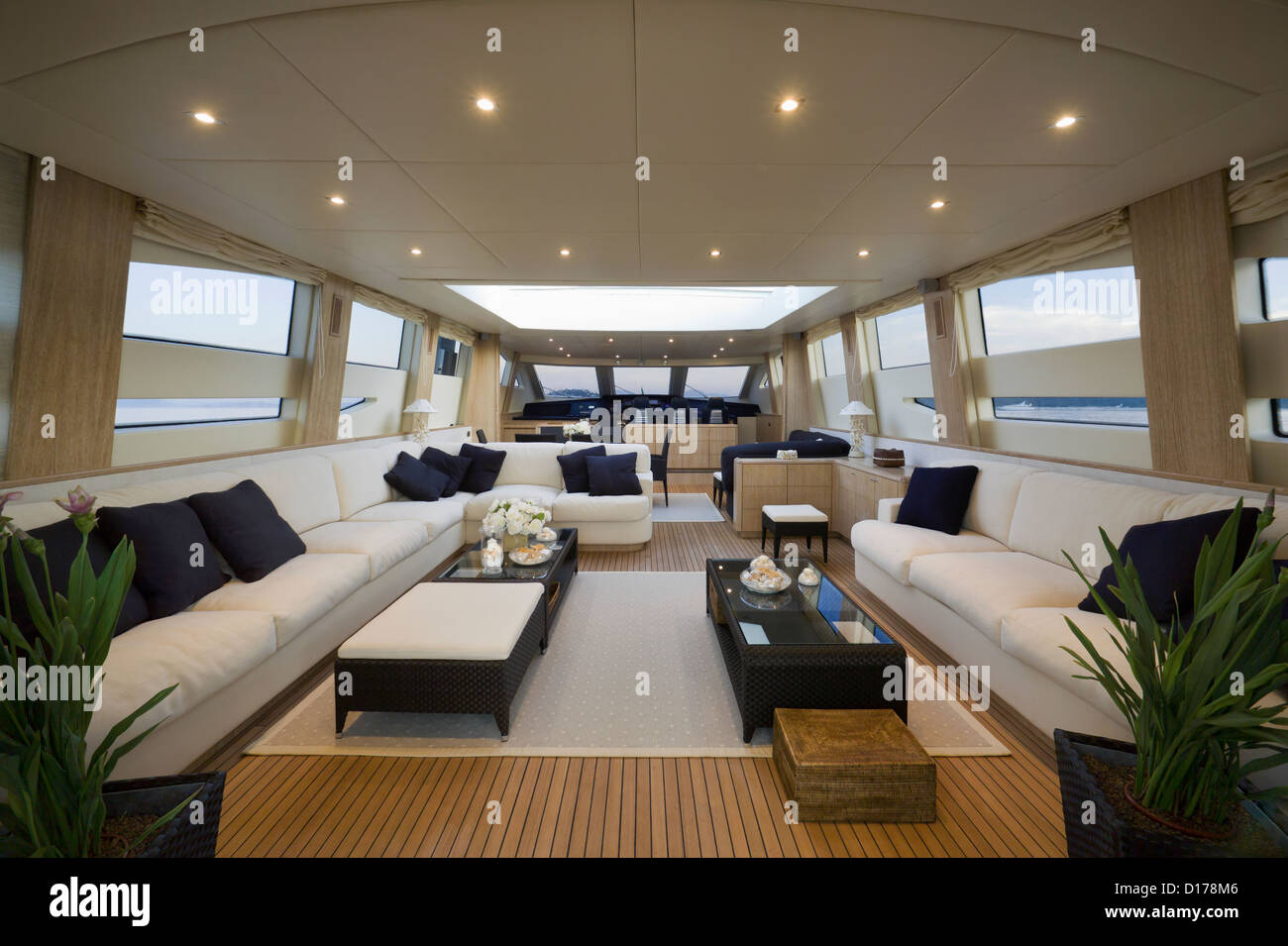 Italy, Sardinia, 35 meters luxury yacht, dinette Stock Photo - Alamy