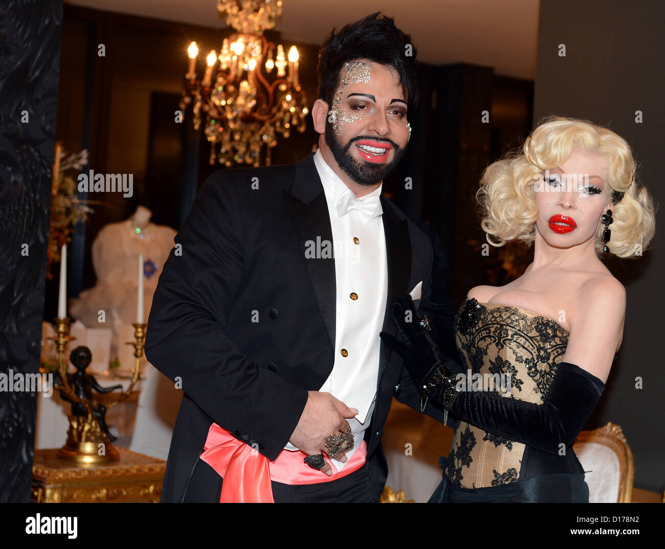 Fashion designer Harald Glööckler (L) and US model Amanda Lepore pose ...