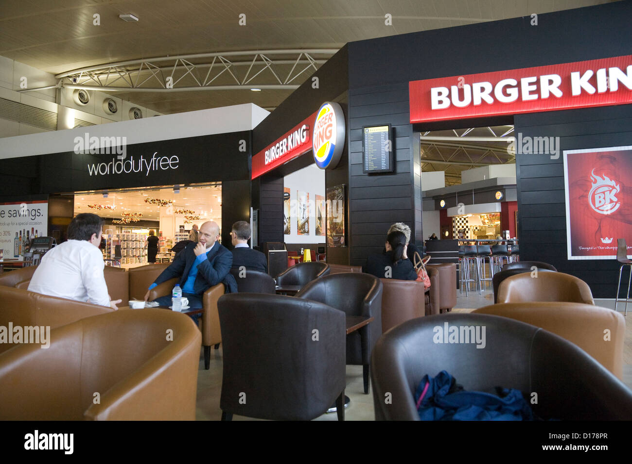 Liverpool John Lennon Airport England UK Duty Free and Burger King fast ...