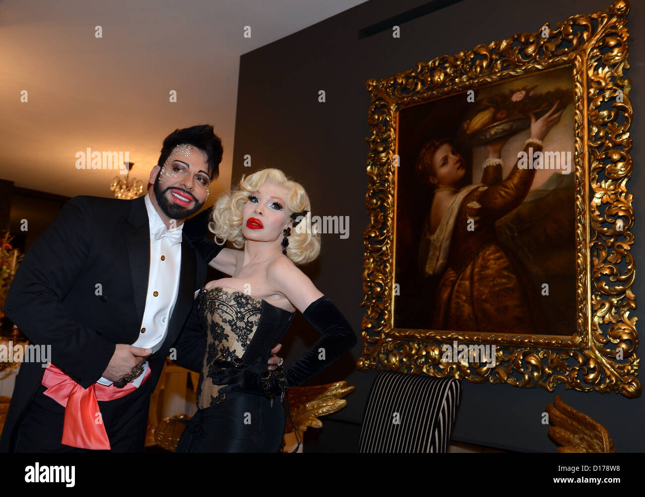 Fashion designer Harald Glööckler (L) and US model Amanda Lepore pose ...