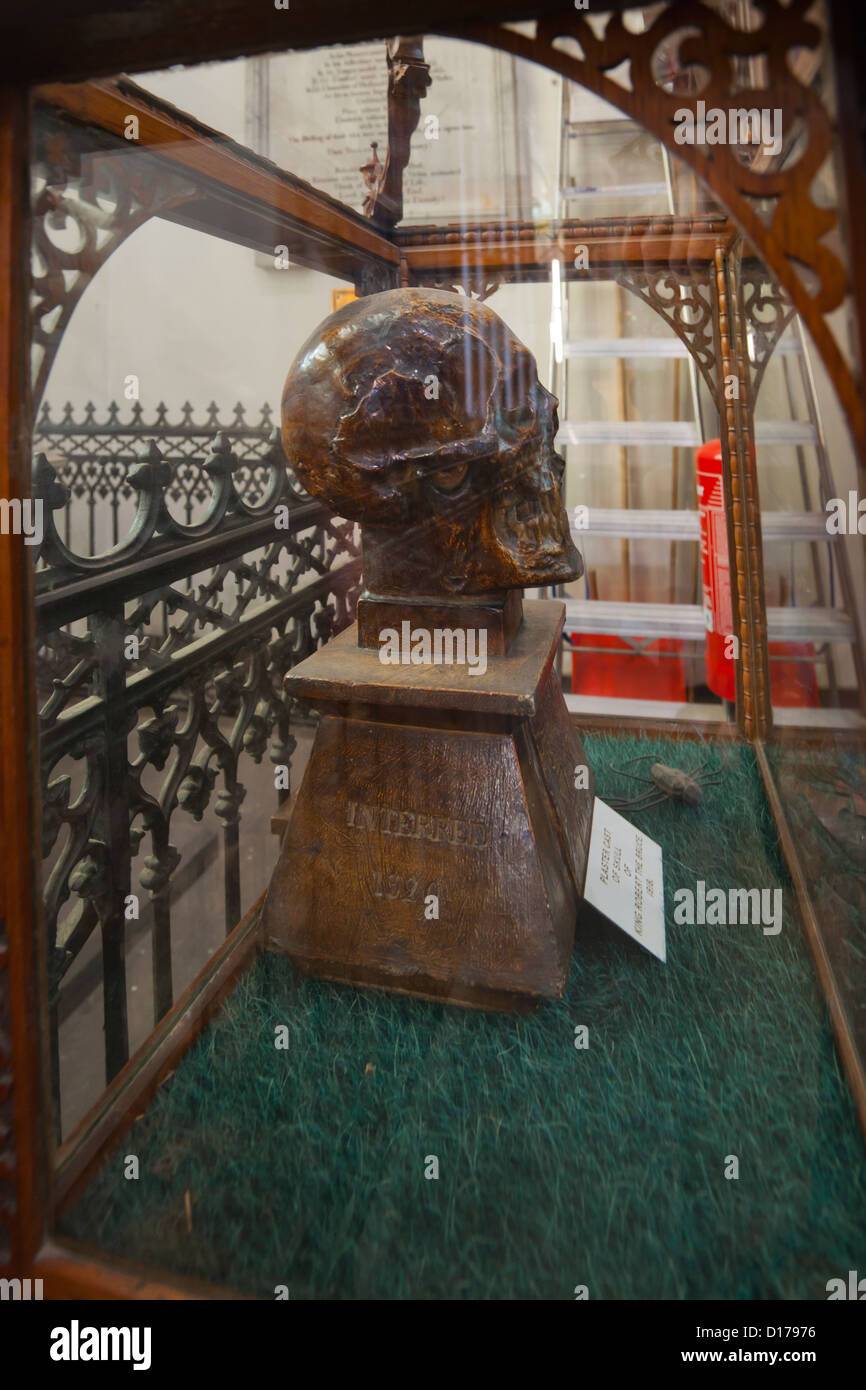 Plaster, cast, Robert, the, Bruce's, skull, Dunfermline Abbey, Fife ...